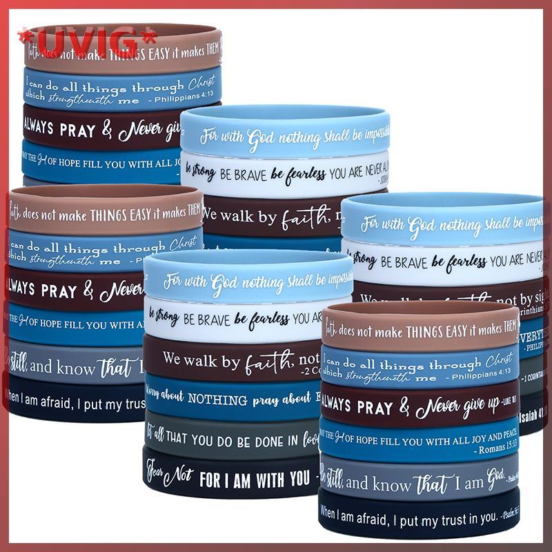 UVIG 36 Pcs Religious Silicone Wristbands Bulk Bible Rubber Bracelets ...