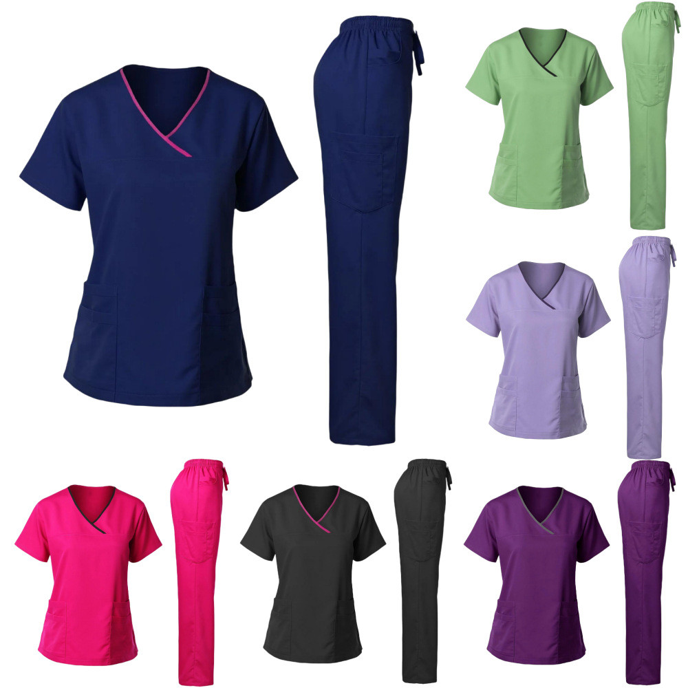 Stretch Doctor Work Uniform Short-Sleeved Split Suit Beauty Hospital ...