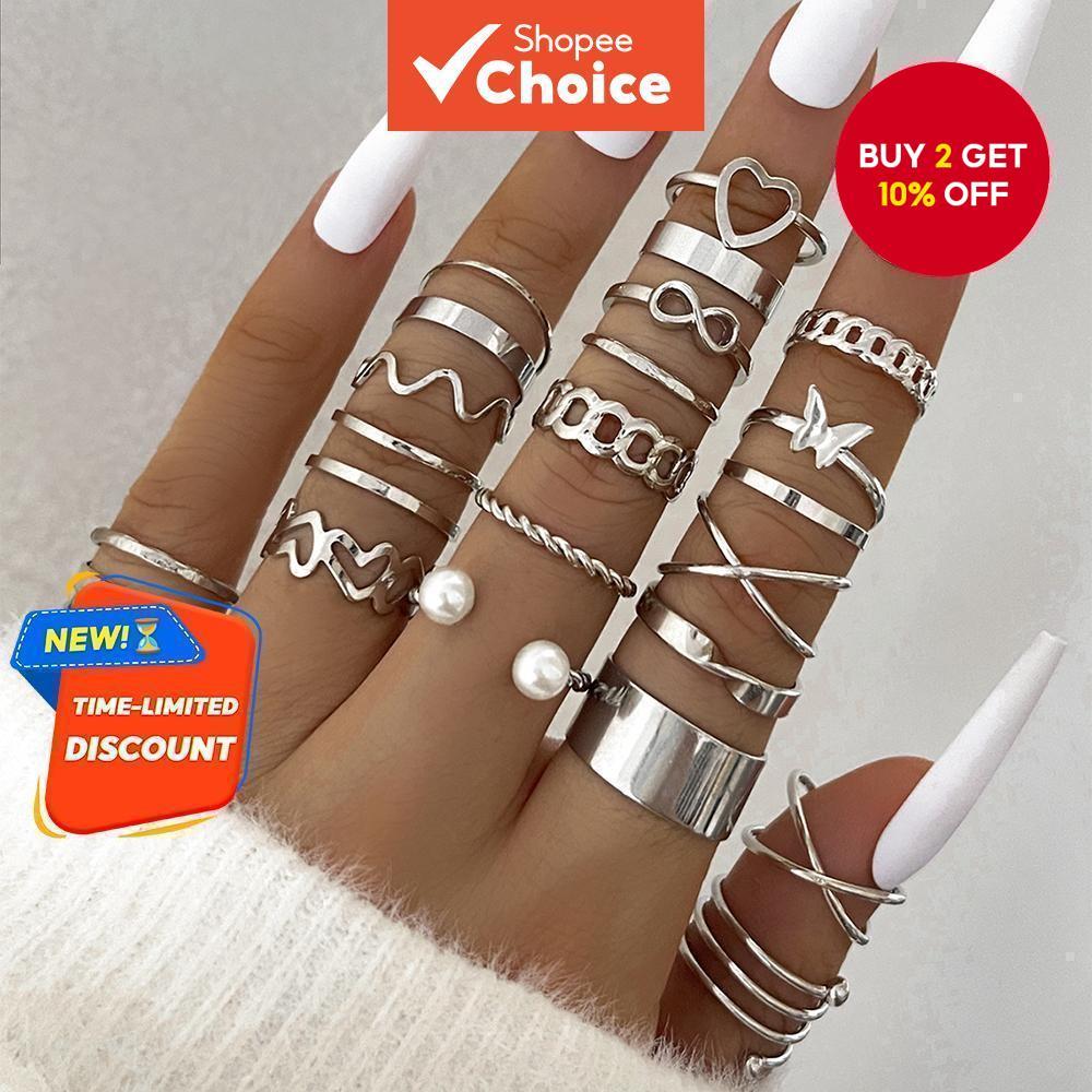 22 Pcs Stackable Ring Set for Women Butterfly Heart Minimalist Mixed ...