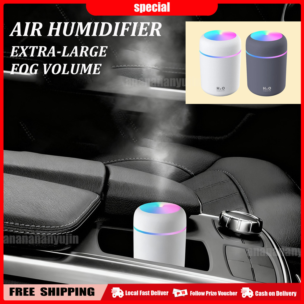 300ml Air Humidifier Purifier - RGB LED Light USB Portable Essential ...