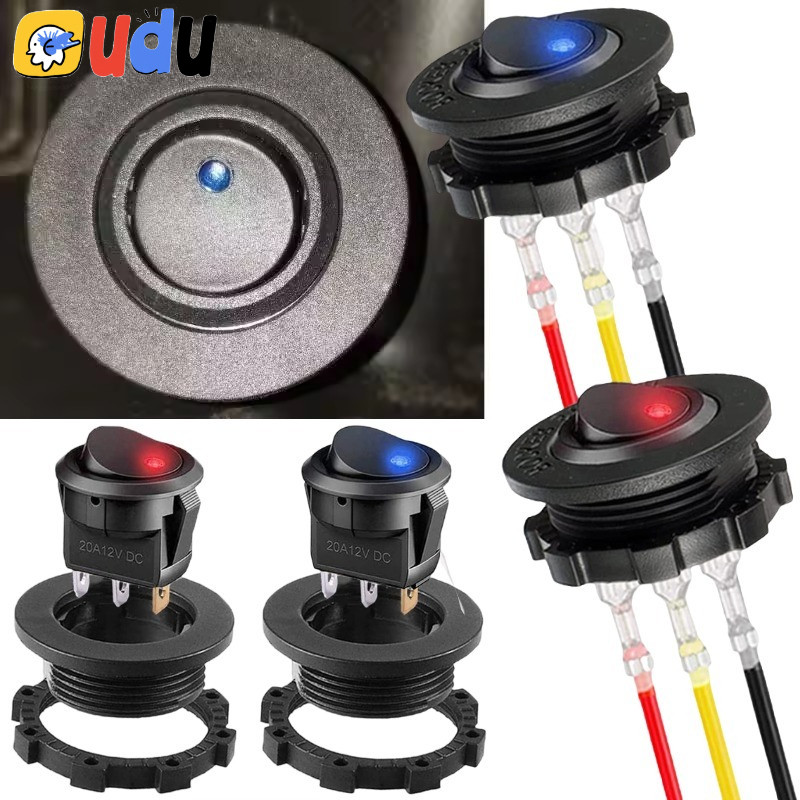 3-Pin Wire Car Modification Switch - DC12V-24V On-Off Switch - Red ...