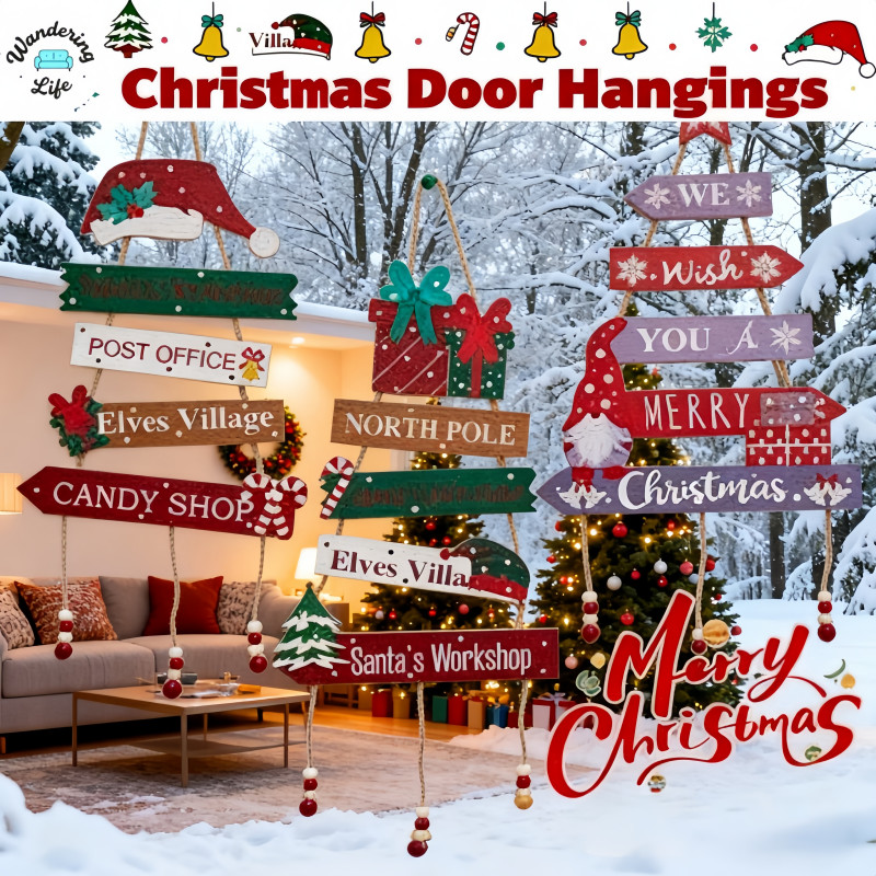 Christmas Hanging Decorations Wooden Gingerbread Man Snowman Pendant ...