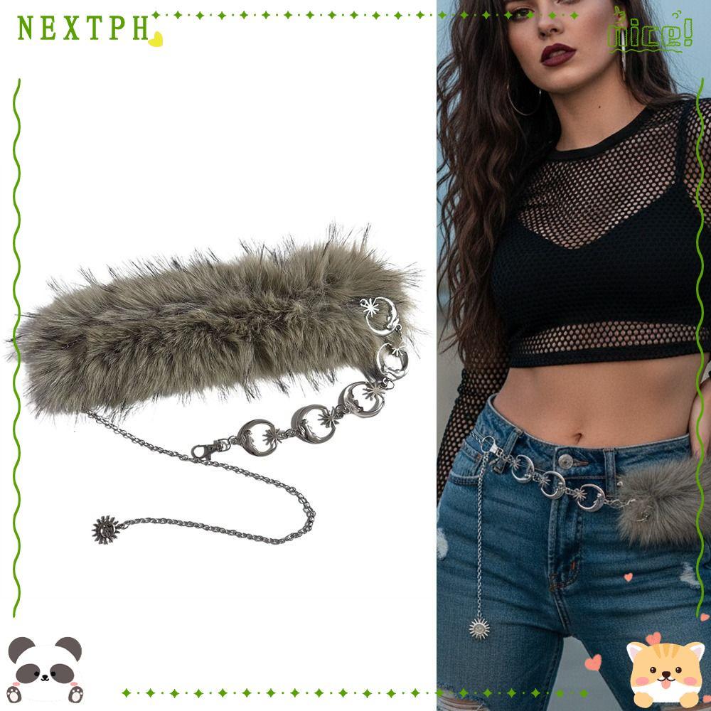 NEXTPH Faux Fur Belts, Trendy Design Spicy Girl Moon Star Waist Belts ...