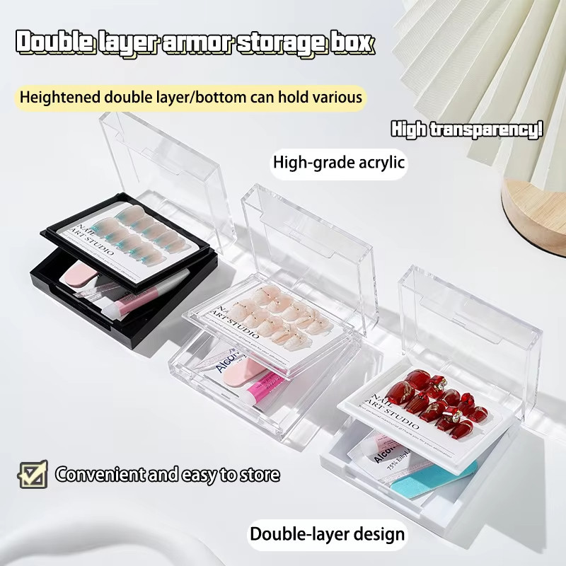 Double Layer Nail Tips Display Storage Box Press On Nails Organizer ...