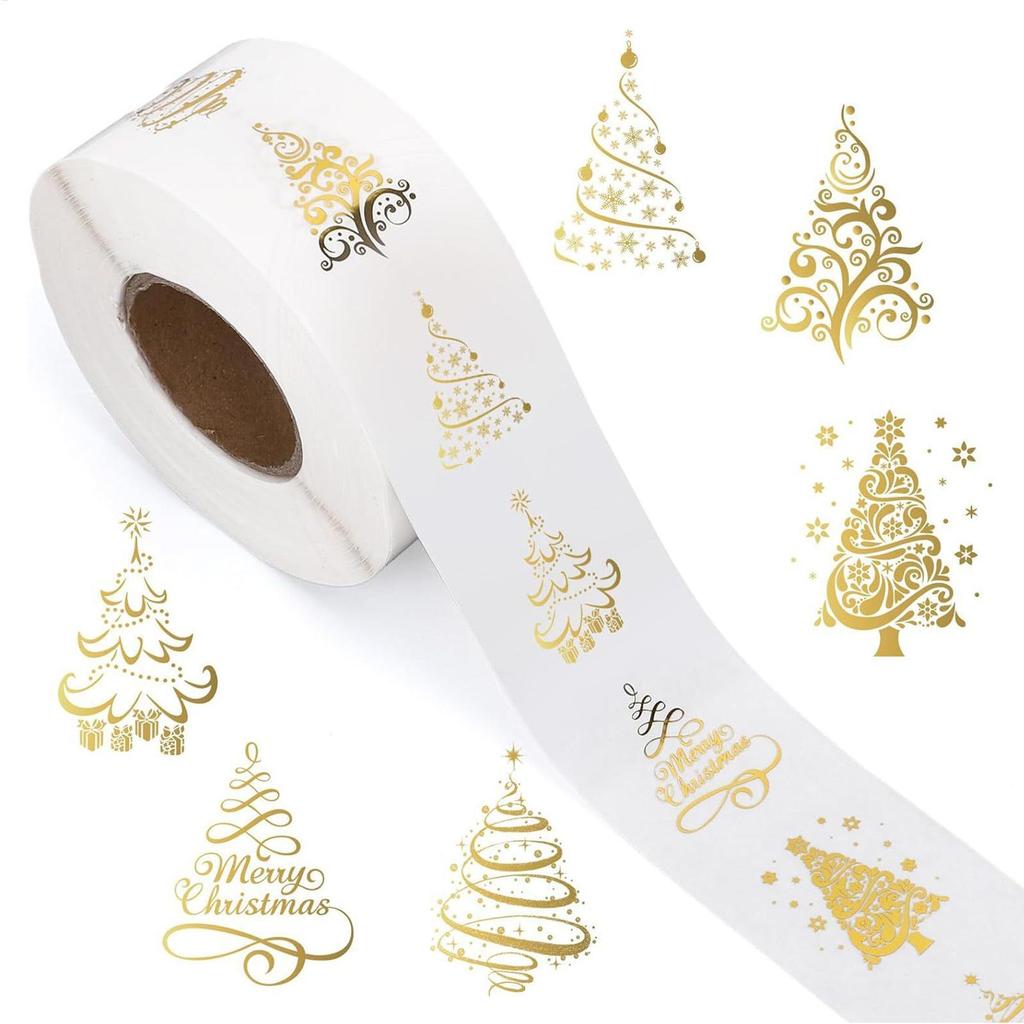 Christmas Tree Stickers 500 Pieces/Roll Self Adhesive Winter Holiday ...