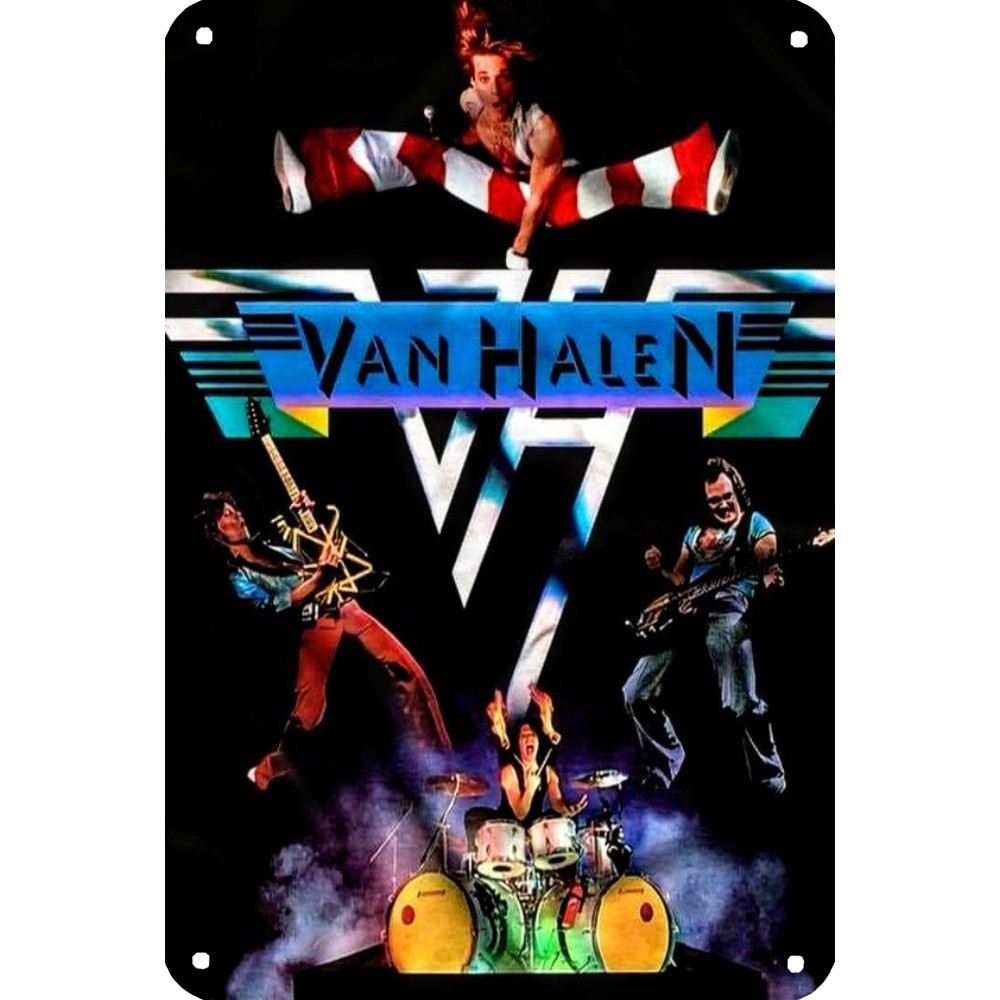 Vintage Metal Plate Van Halen Rectangular Iron Painting Home Bar Decor ...