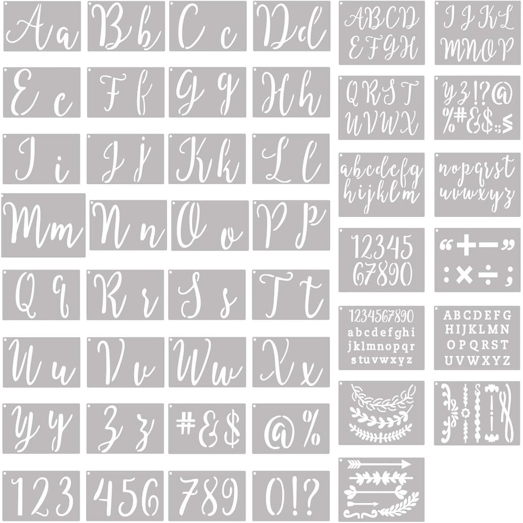 Stencils for Painting, 45 Pack, 4 Inch and 2 Inch Letter Stencils and ...