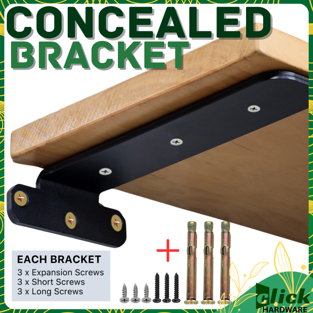 2 PCS Heavy Duty Concealed Floating Wall Bracket Front and Back ...