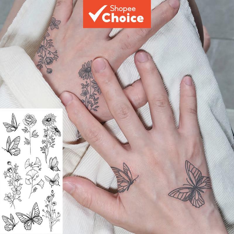 Waterproof Lasting 15 Days, Butterfly Flower Temporary Tattoo Sticker ...