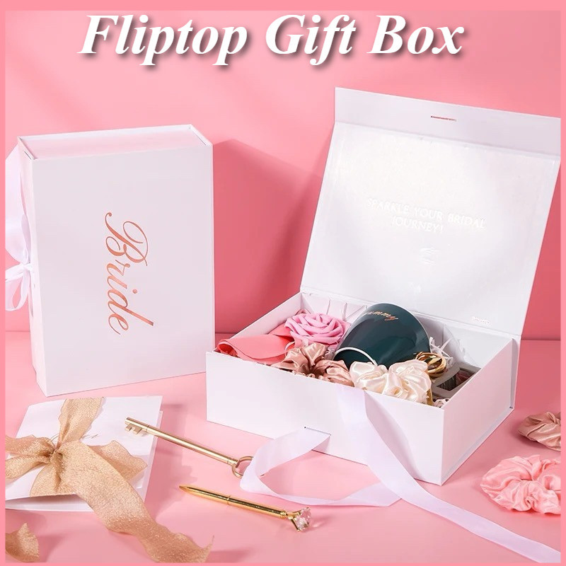 Giftbox Christmas Fliptop Gift Box With Ribbon Premium Collapsible Hard ...