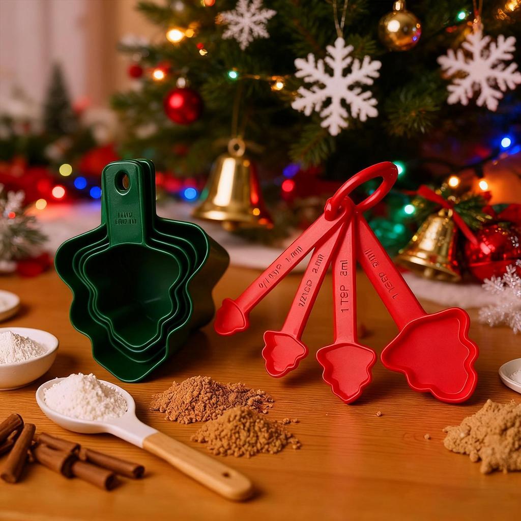 8pcs Measuring Spoons Set Christmas Tree Shape Measuring Cups Kitchen ...