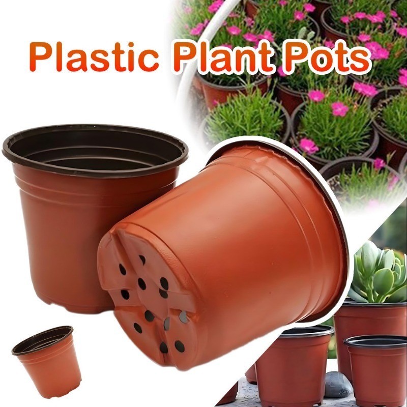 50pcs Plastic Plant Pots Seedling Planting Dual Color Nursery Flower ...