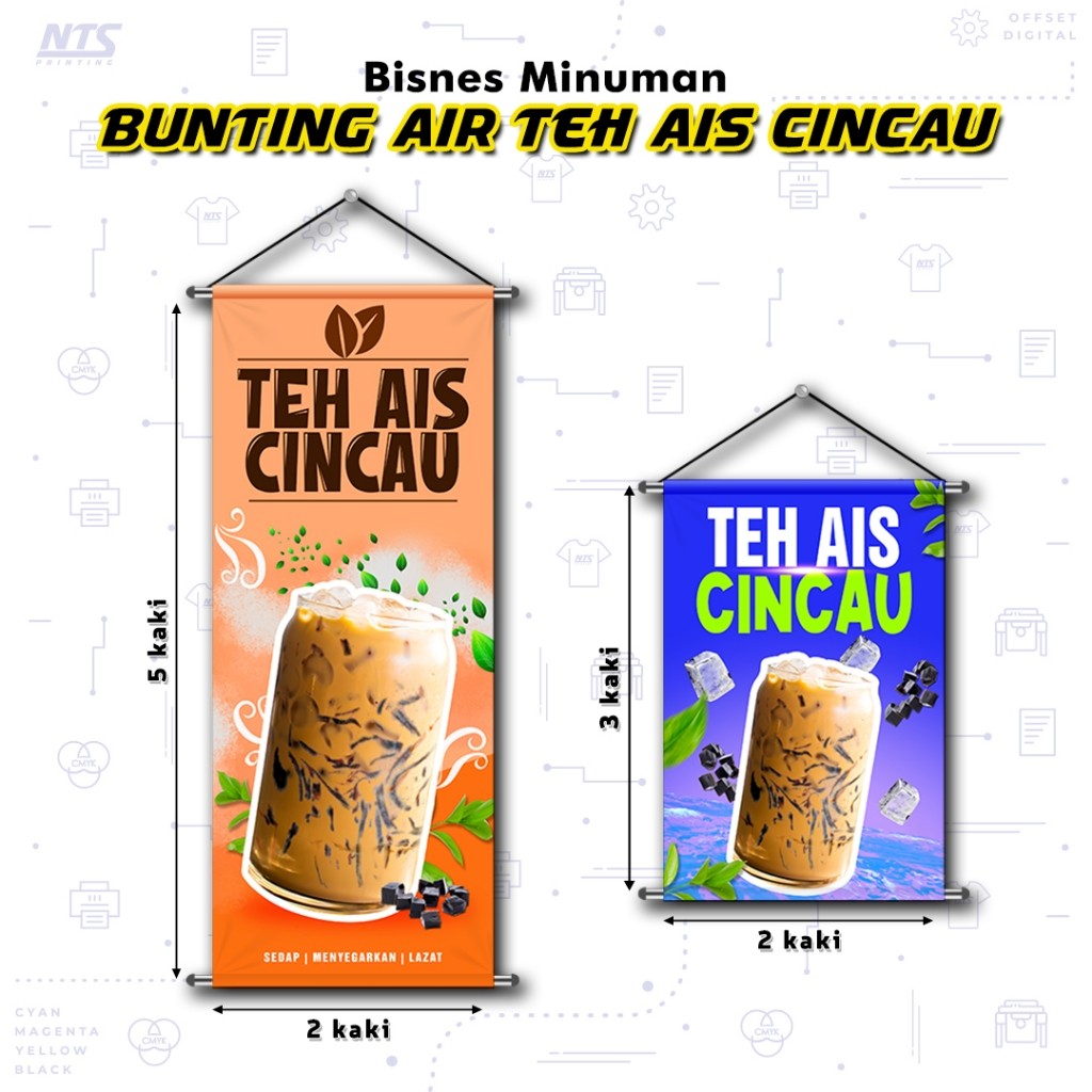FREE DESIGN Bunting Air Teh Ais Cincau - Tebal / Kalis Air / Tahan ...