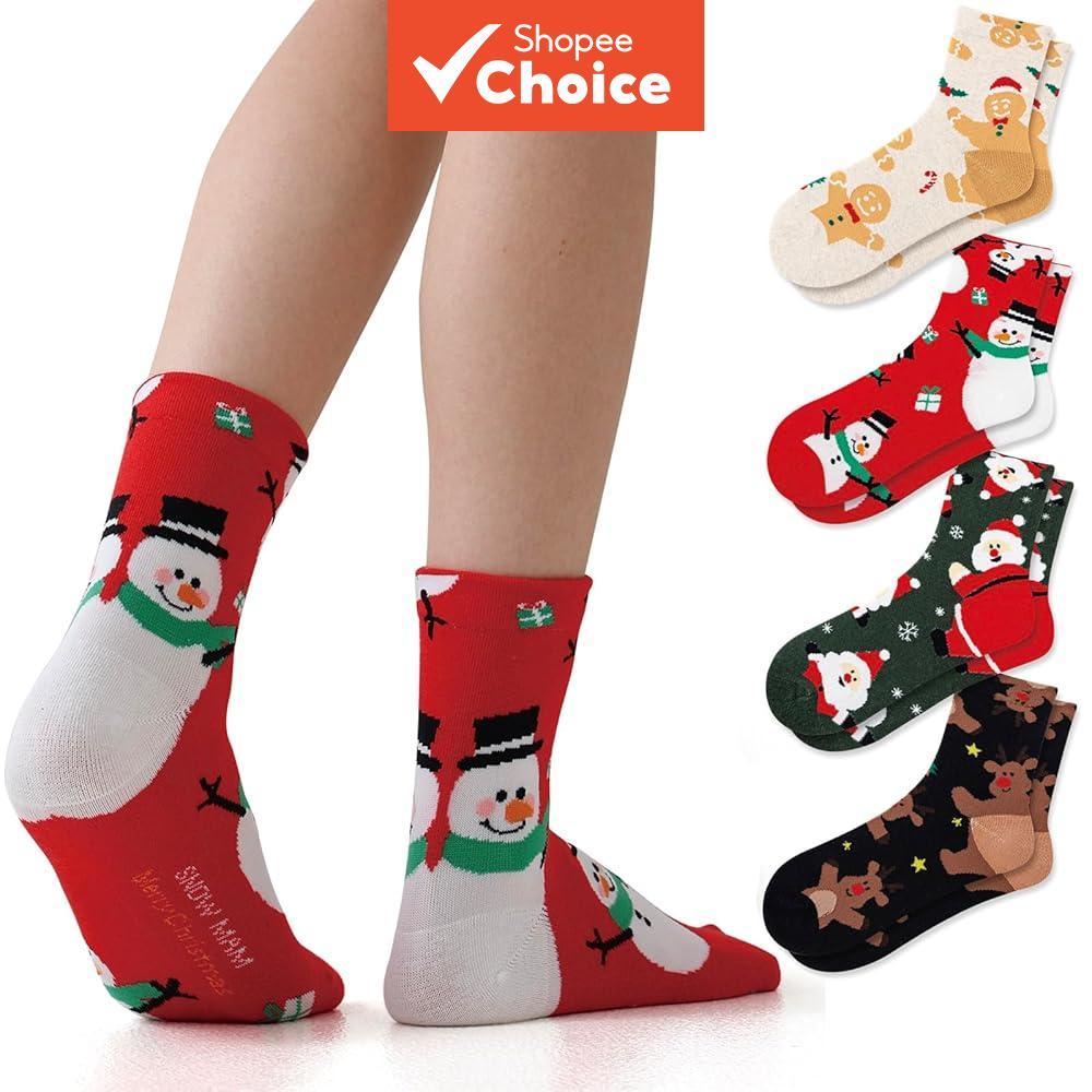 Festive Christmas Socks - Snowman & Gingerbread Crew Medyas (Red/Green ...