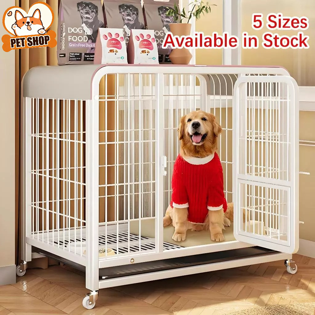 Pet Cage Heavy Duty Square Tube Large Dog Cage Cat Cage with Poop Tray ...