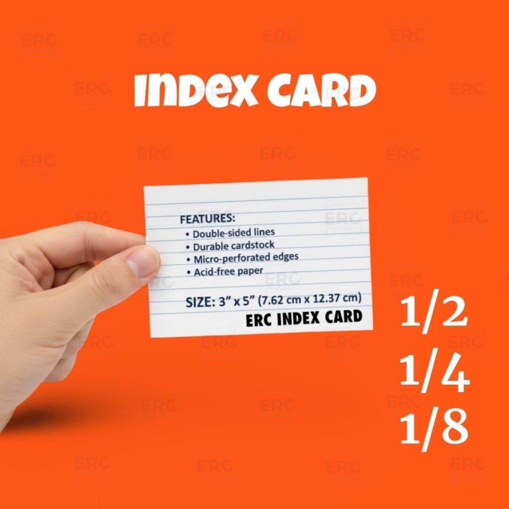 ERC Index Card Set 5x8 4x6 3x5 White Ruled Both Sides Lines Tabs, 1/2 1 ...
