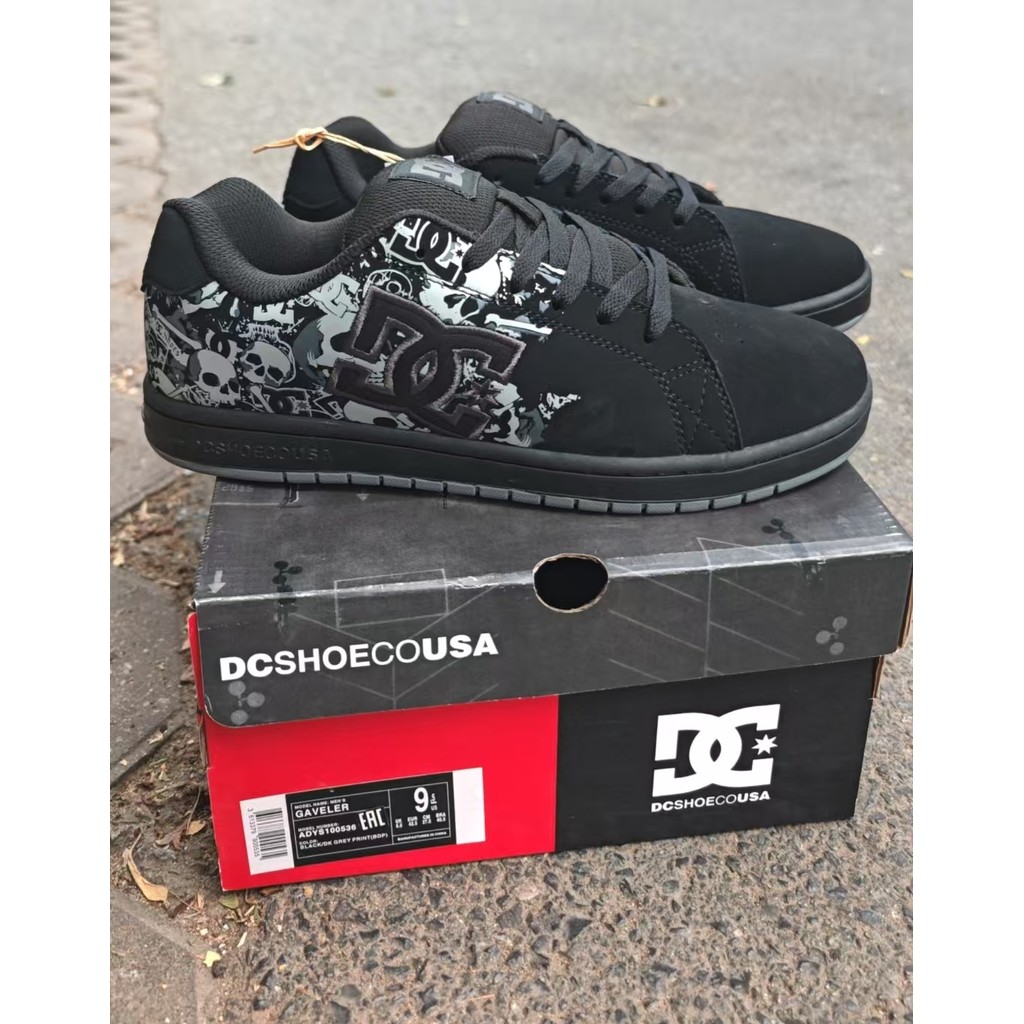 Skate Shoes of DC Gaveler Skull Black Gum Nubuck Mens Hip Hop Couple ...