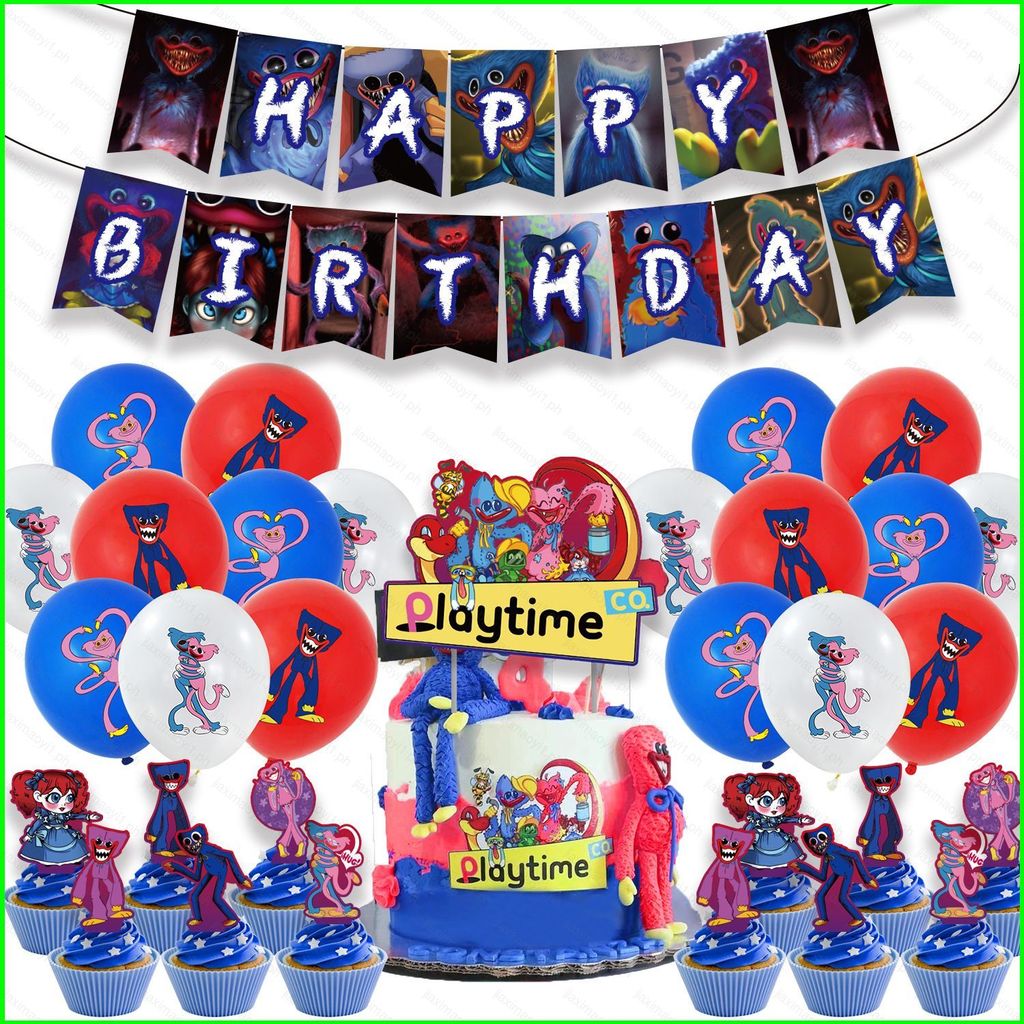 JX1 Poppy Playtime Theme kids birthday party decorations banner cake ...