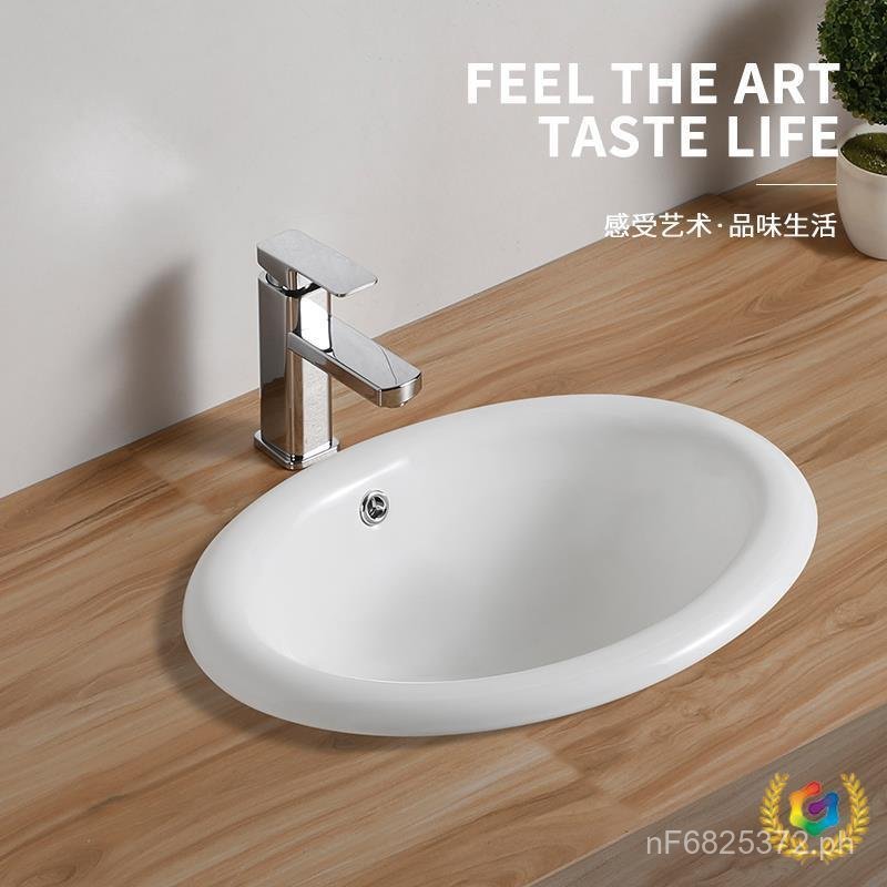 Washbasin Semi-Embedded Oval Undercounter Washbasin Round Countertop ...