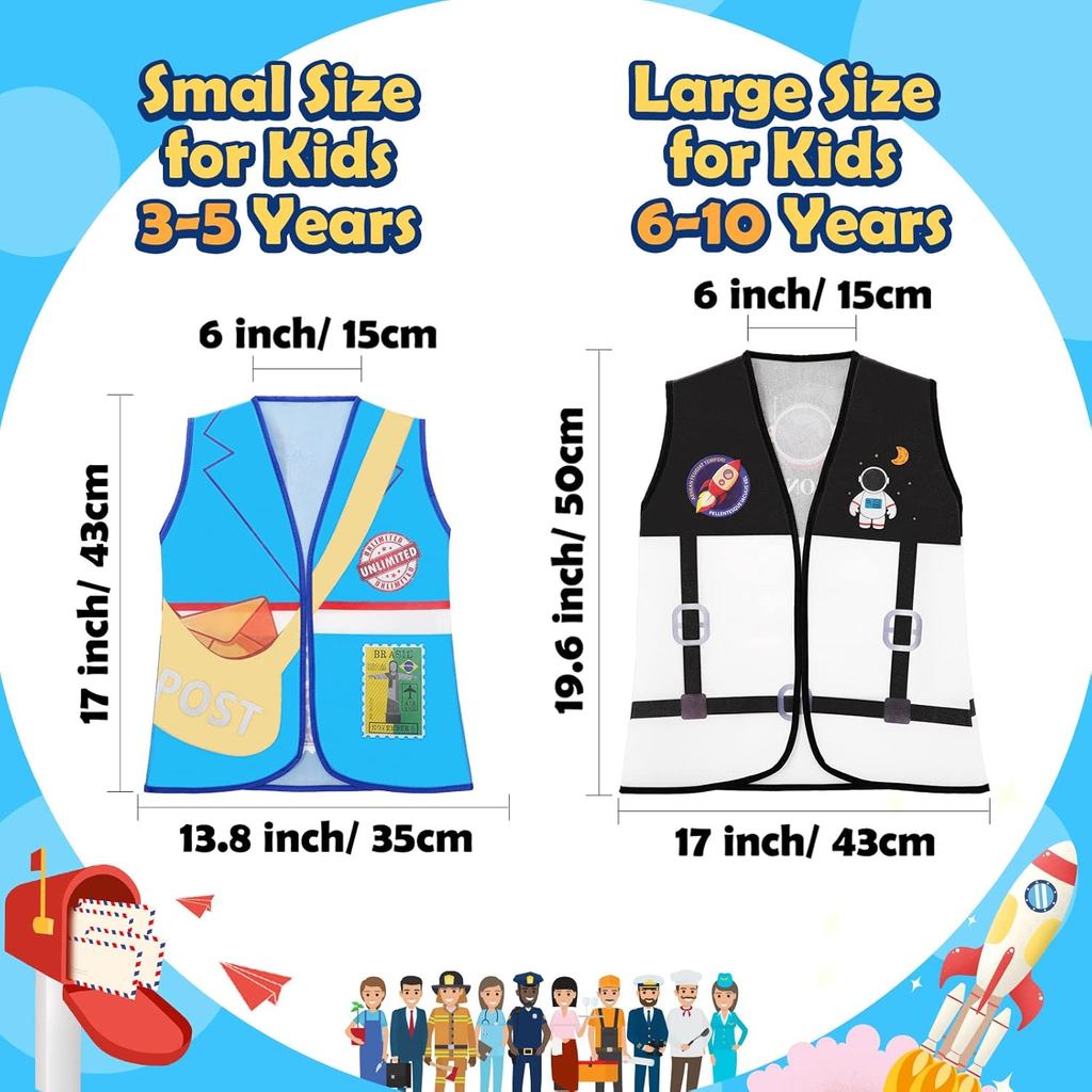 Geyoga 10 Pcs Kids Community Helper Dress Up Vest Career Cosplay Cloth ...