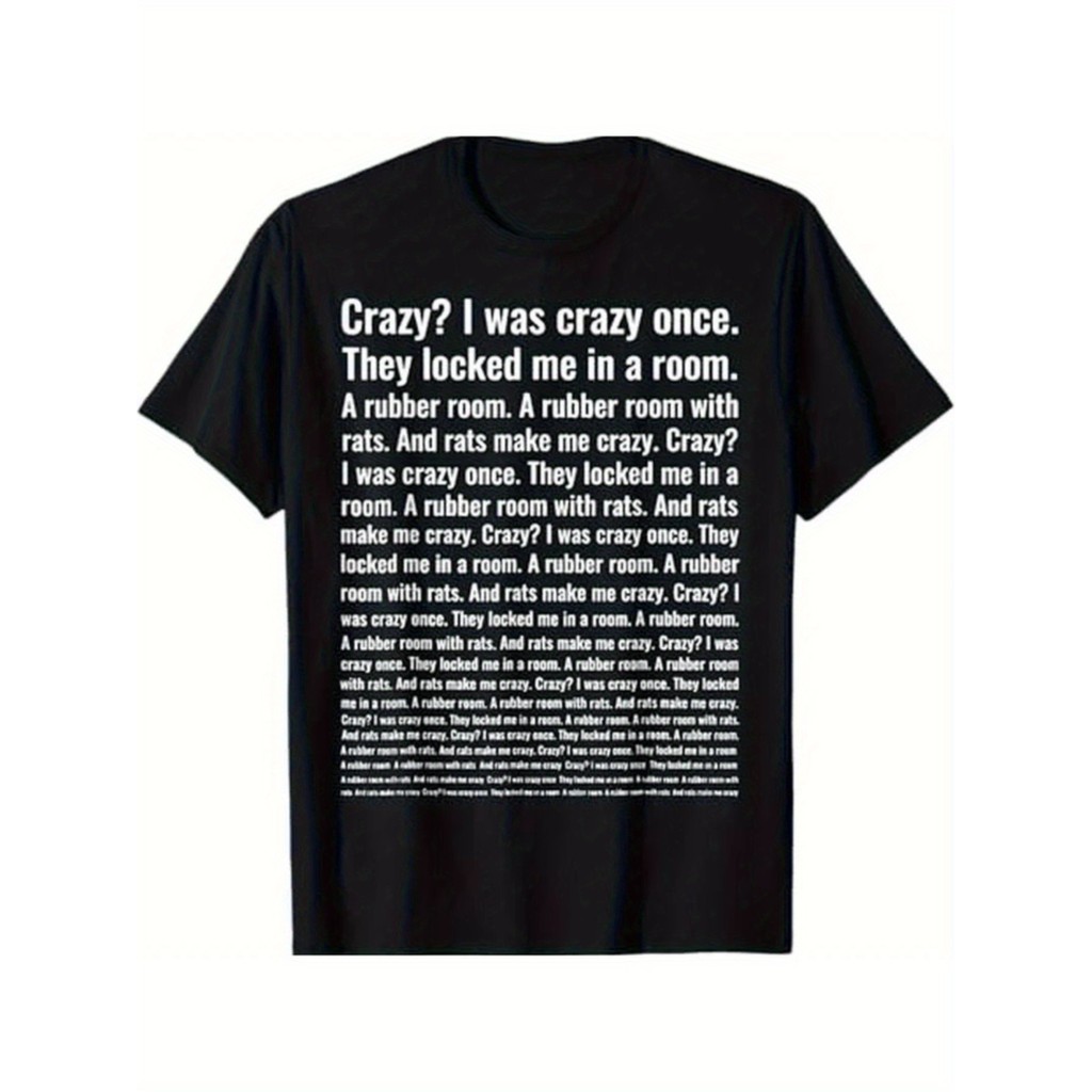 I Was Crazy Once Funny Meme T Shirt Cotton Casual Sporty Fit for Men ...