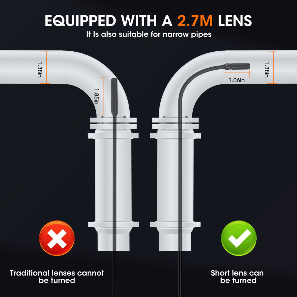 {COD}-Allaloe Borescope 4.3inch IPS Screen 8mm Flexible Endoscope ...