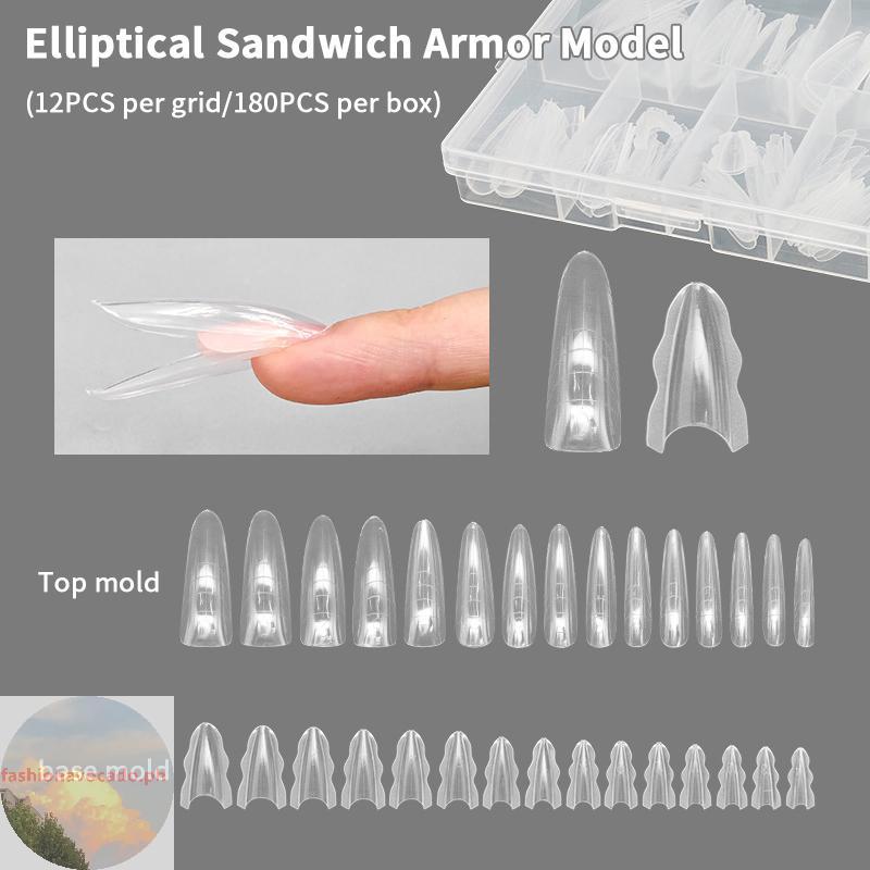 FHPH 180 Pcs/Box Sandwich Dual Nail Forms 15 Size Extensions-Dual Forms ...