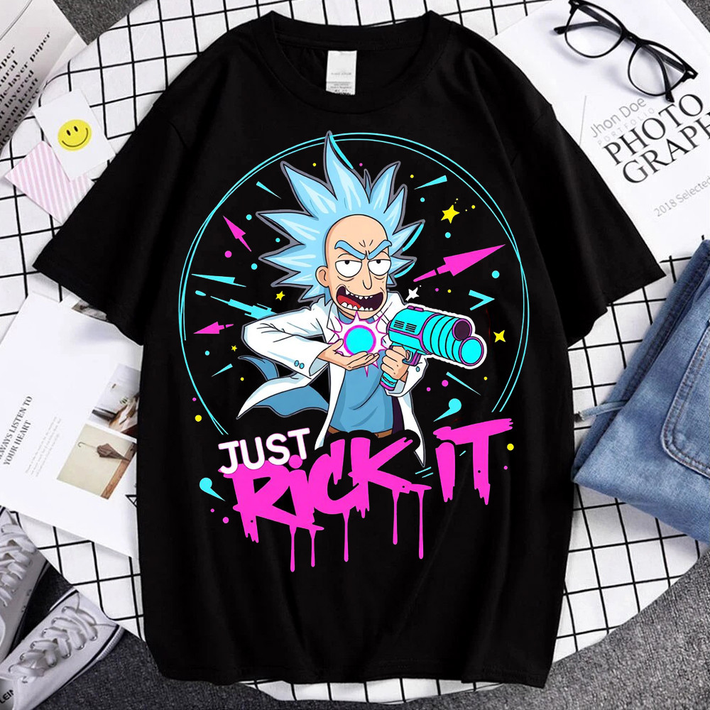 Rick and Morty T-Shirt Men Just Rick It Neon Pop Art Sci-Fi Cartoon ...