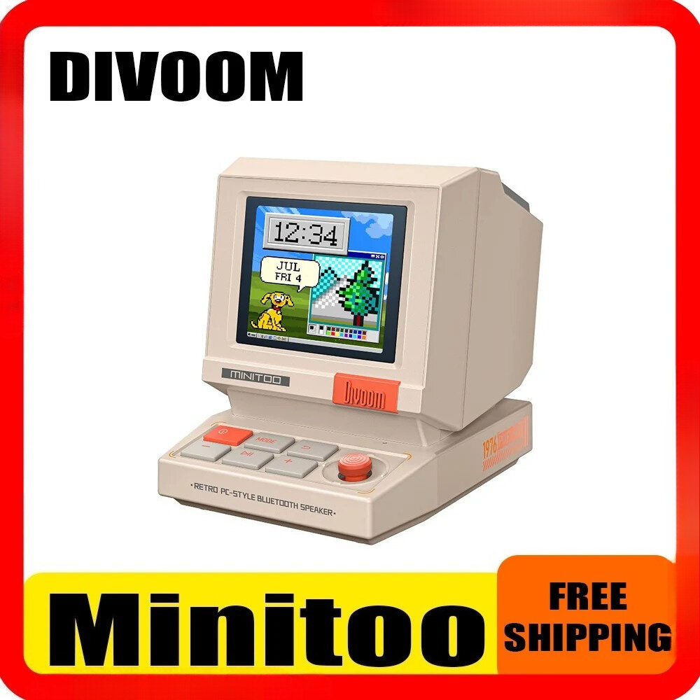 Divoom MiniToo Retro Bluetooth Speaker Portable Pixel Display Music Box ...