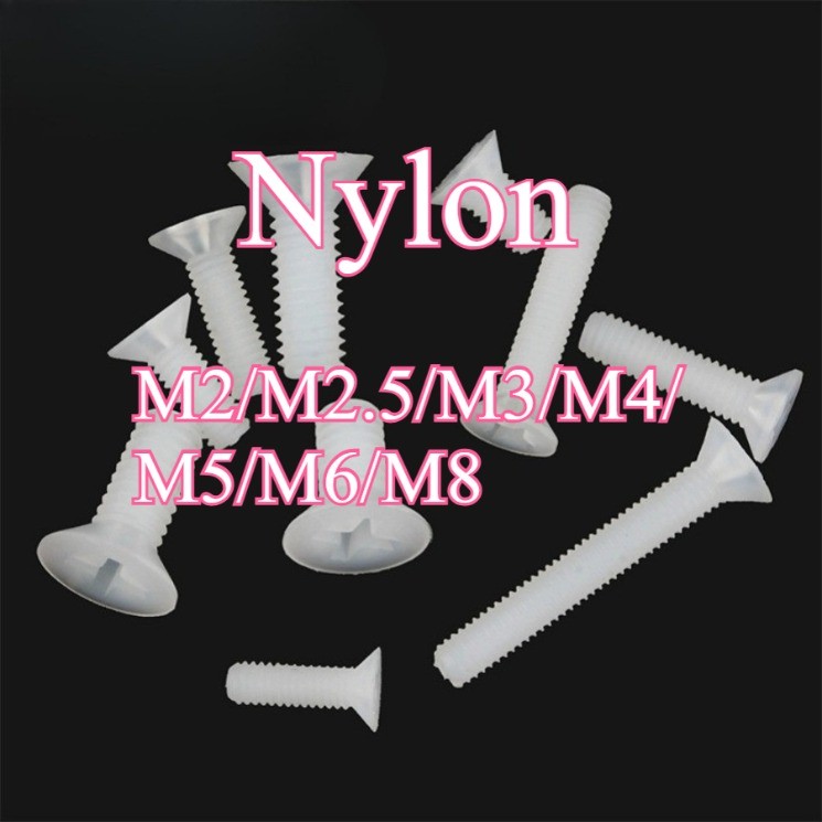 White Nylon Plastic Screw Plastic Countersunk Head Screw, Cross Flat ...