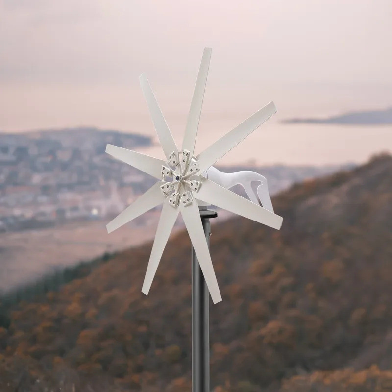 600W 8 Blades Wind Turbine Generator Kit with Charge Controller ...