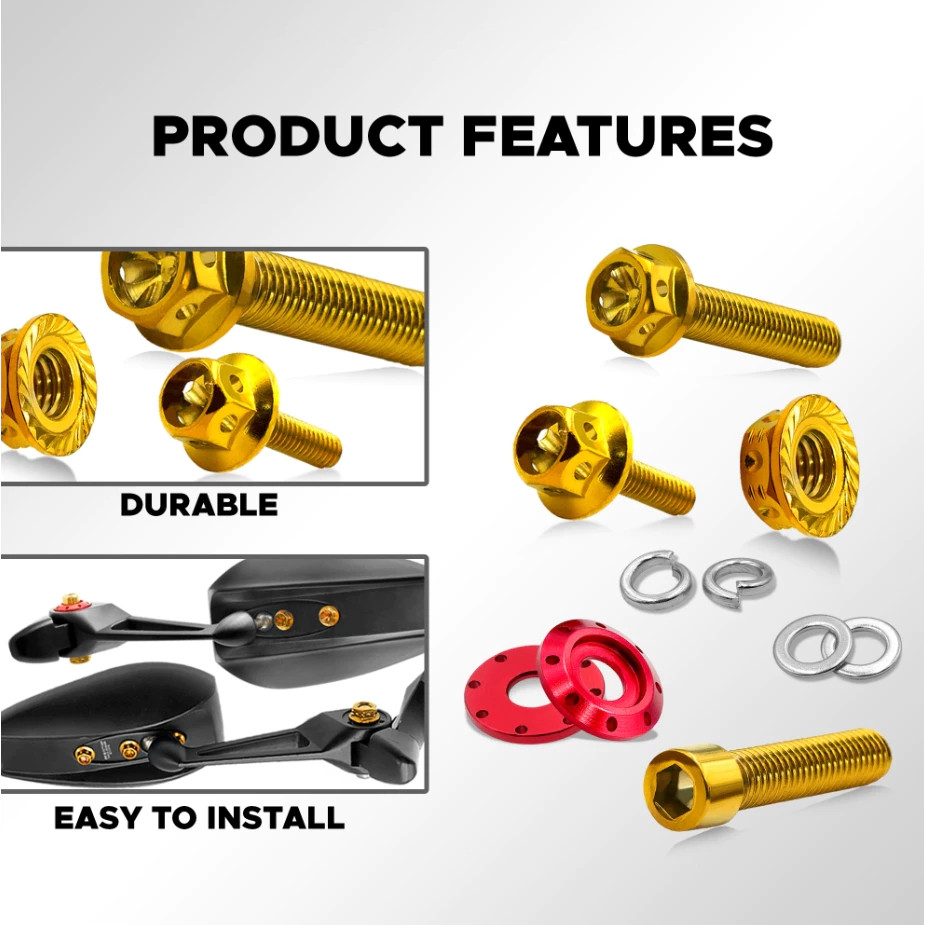 【COD】Screw Set For Street King Side Mirror v1/v2 New Look Alloy Bolts ...