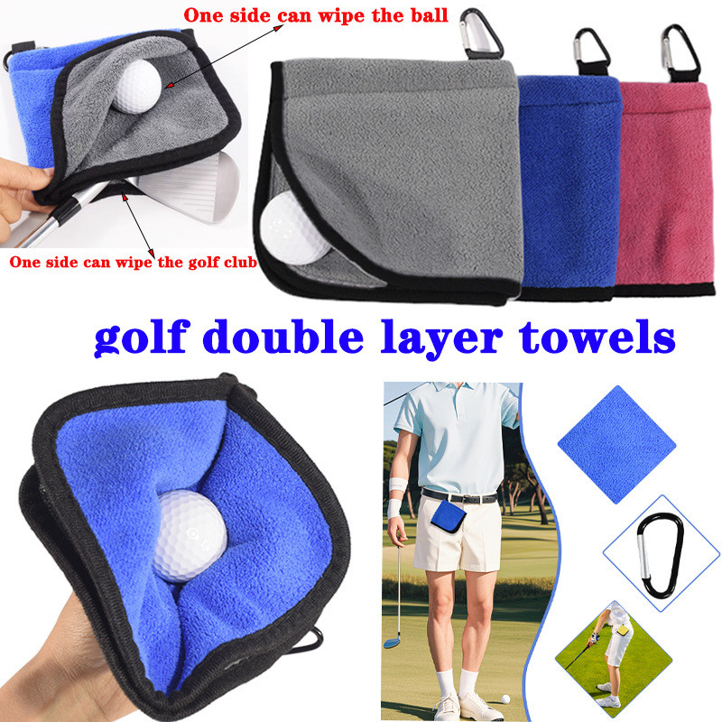 Golf Cleaning Towel Double Layer Ball Towel Cleaning Club Cloth Towel ...