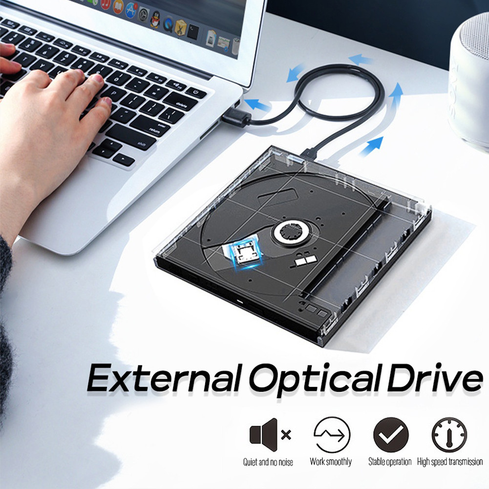 External DVD Optical Drive USB2.0 Portable CD/DVD-ROM CD Player Reader ...