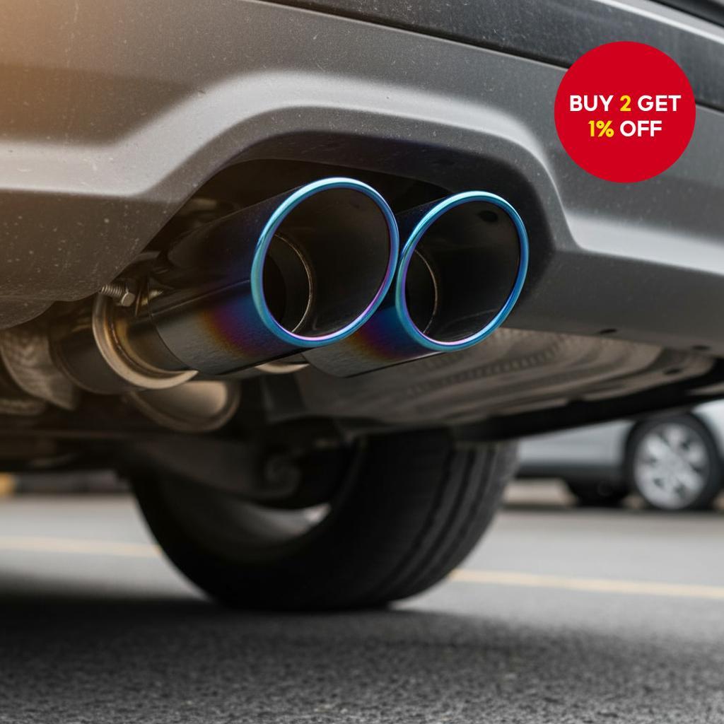 QP0026 Stainless Steel Dual Exhaust Tail Pipe Burnt Blue Muffler Tip ...