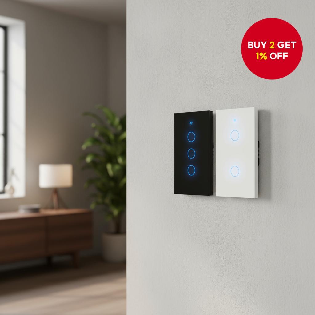 Tuya Wifi/Zigbee RF433 US Smart Wall Switch 1/2/3/4 Gang Touch Sensor Button No Neutral Wire ...