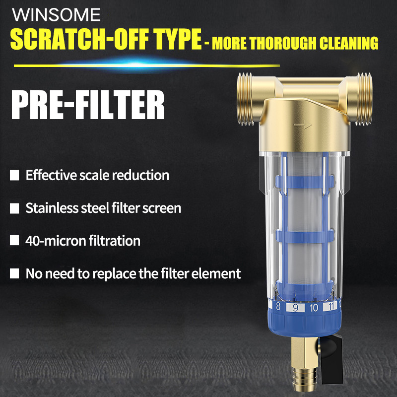 1/2" 3/4" 1" Brass Water Pre-Filter 40 Micron Spin-Down Sediment Filter ...
