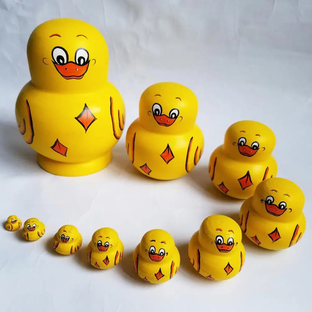 10pcs/set Animal Russian Nesting Doll 10 Layers Handmade Wooden ...