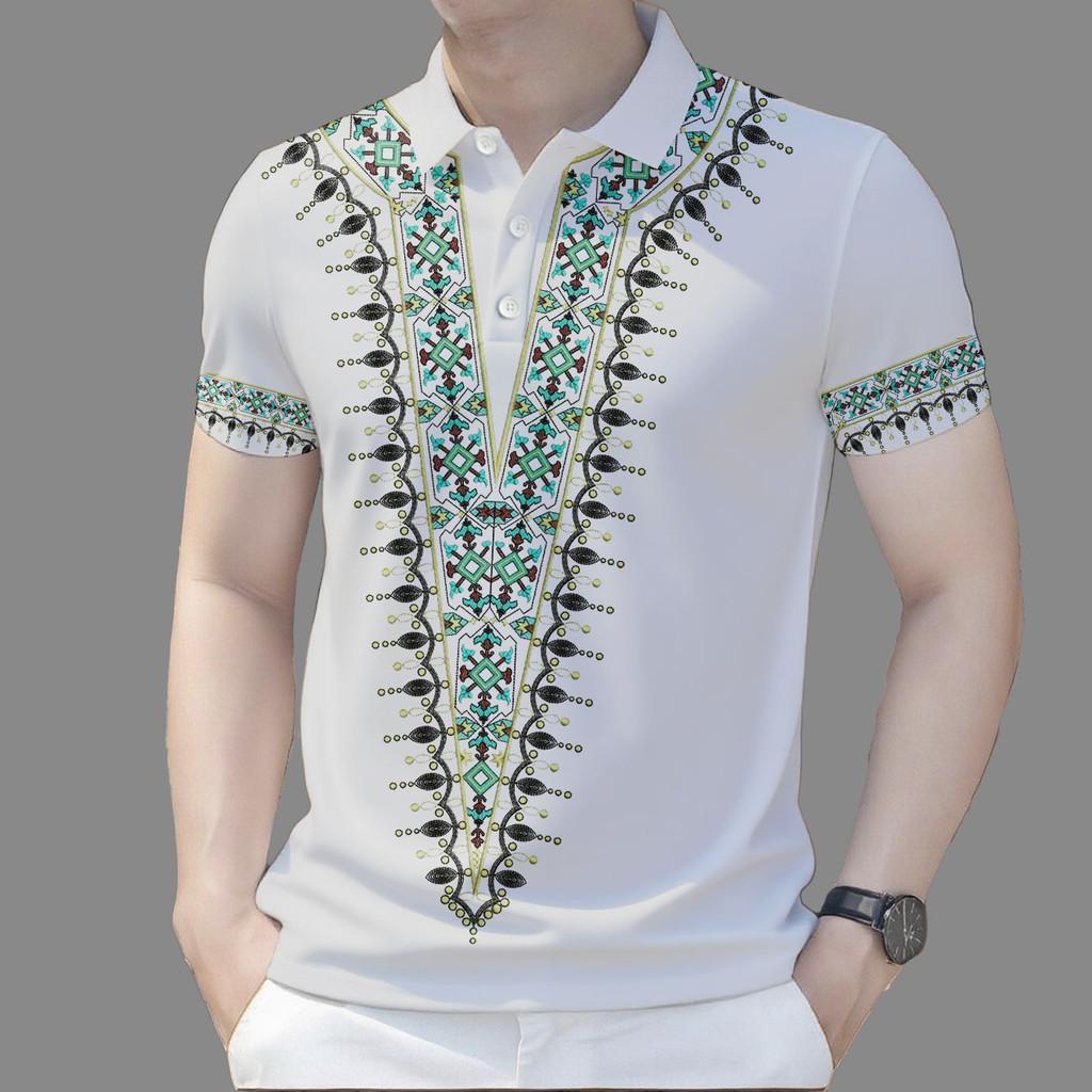 Filipiniana Ethnic Polo Shirts for Men Summer Modern Asean Attire ...