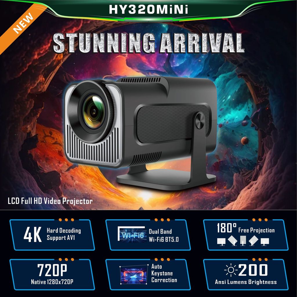 2025 HY320mini Projector Home Theater Portable Mini 4K Short Throw ...
