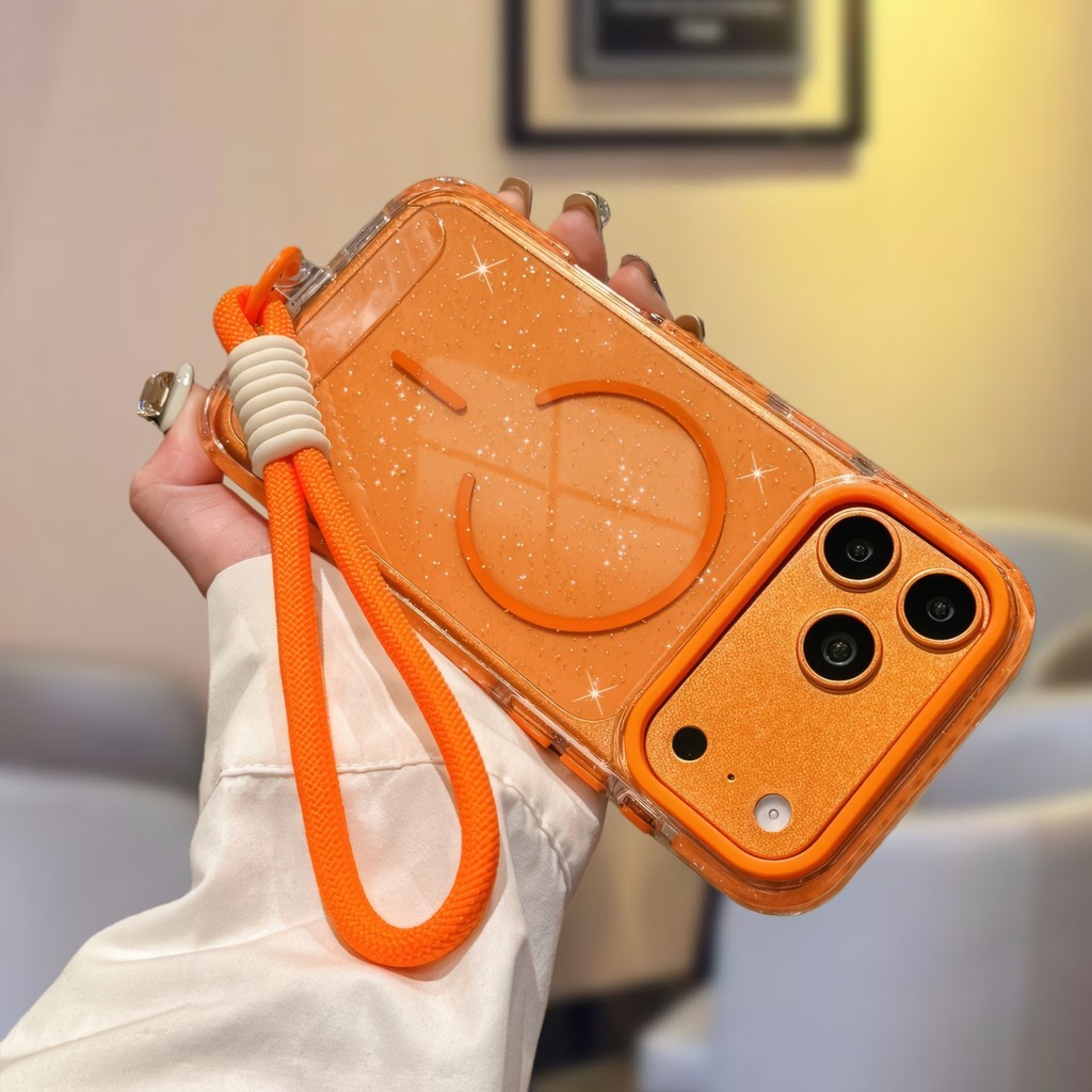 Glitter Shockproof Bumper Clear Case for iphone 17 Pro Max with Nylon ...