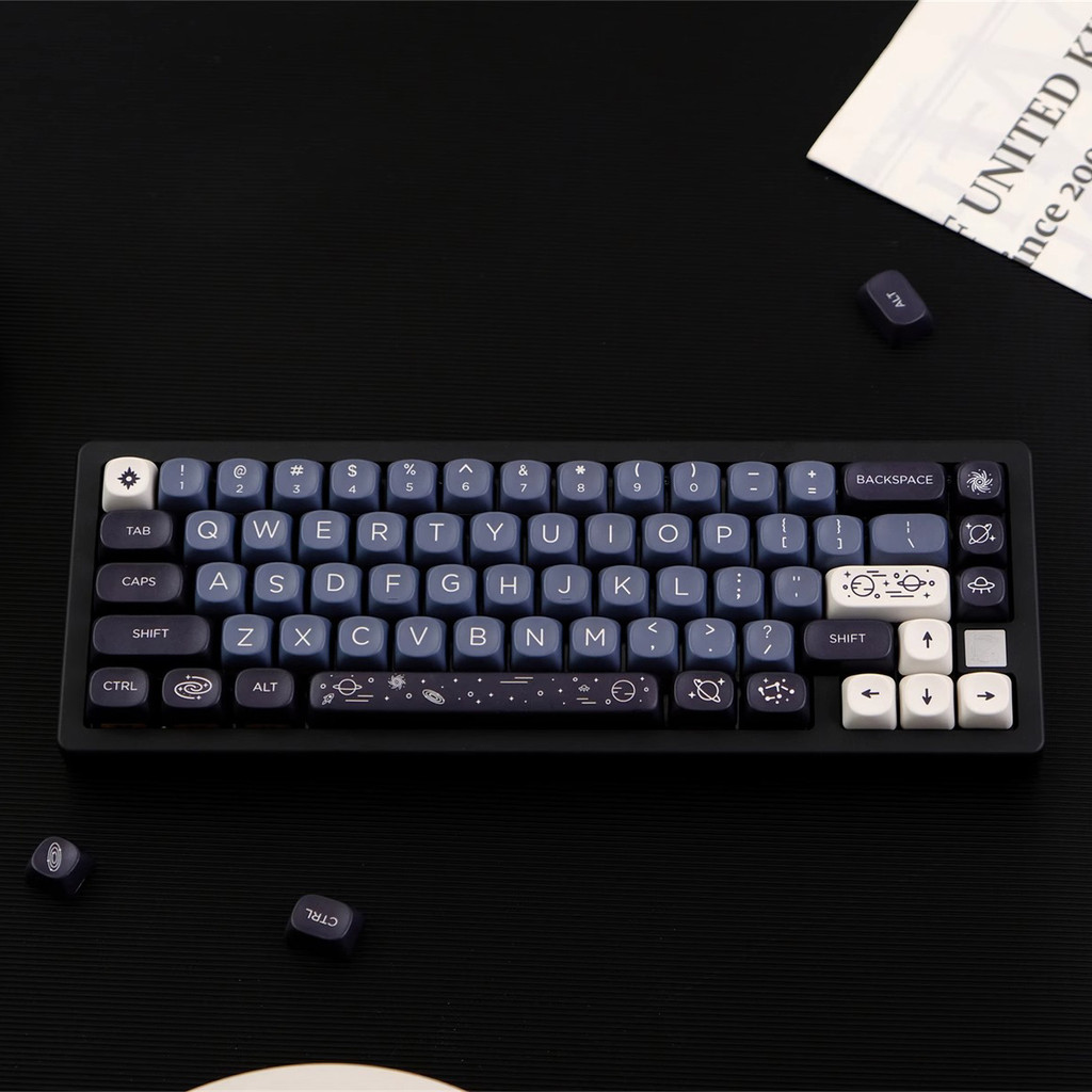 MOA Profle Dye-Sublimation PBT Key Caps Black Space Cool Keycaps for MX ...