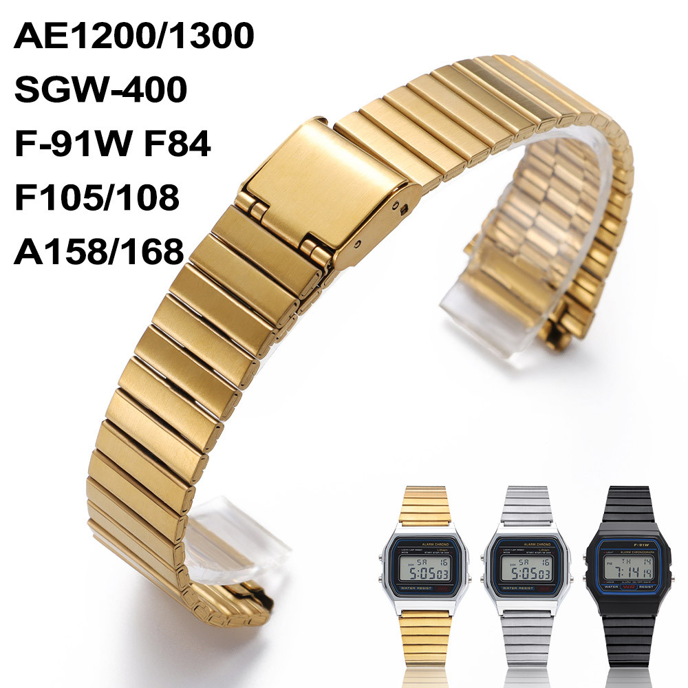 Vintage Stainless Steel Watch Band Strap for Casio A158 A168 SGW400 ...