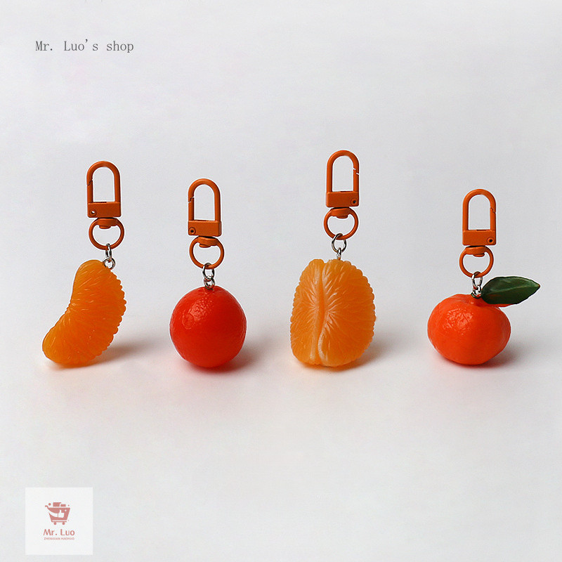 Cute Orange Keychain for Bag - Mini Realistic Fake Fruit Slice Keychain ...