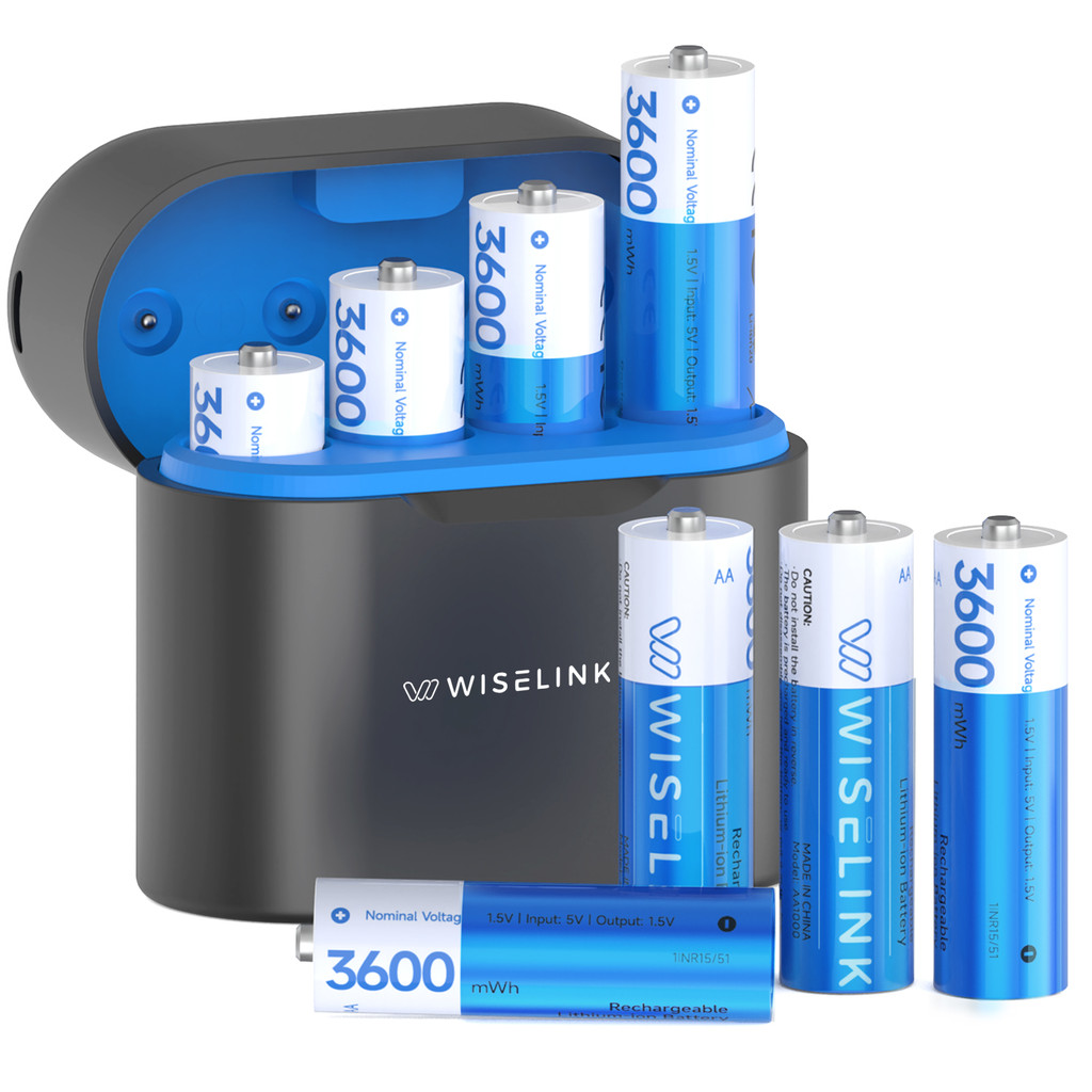 8 Pack Rechargeable AA Lithium Batteries,Camera Batteries,with Charger ...