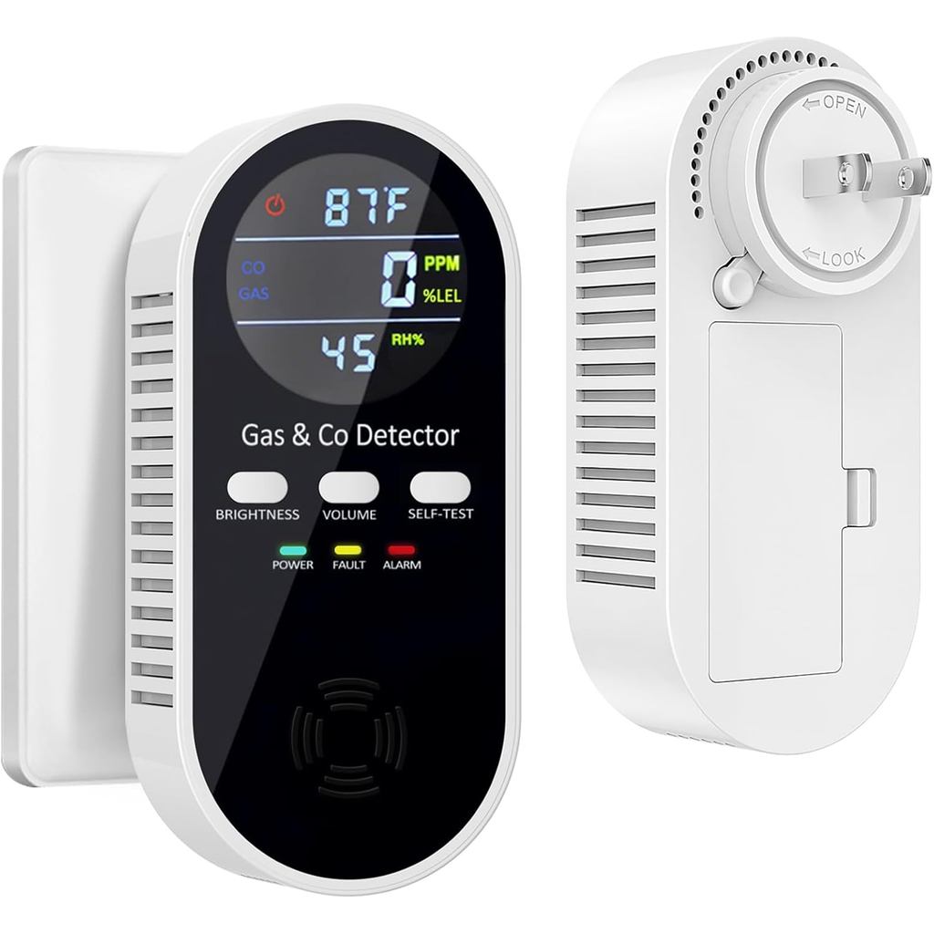 5-in-1 Upgraded Gas & Carbon Monoxide Detectors Plug in, Combination ...