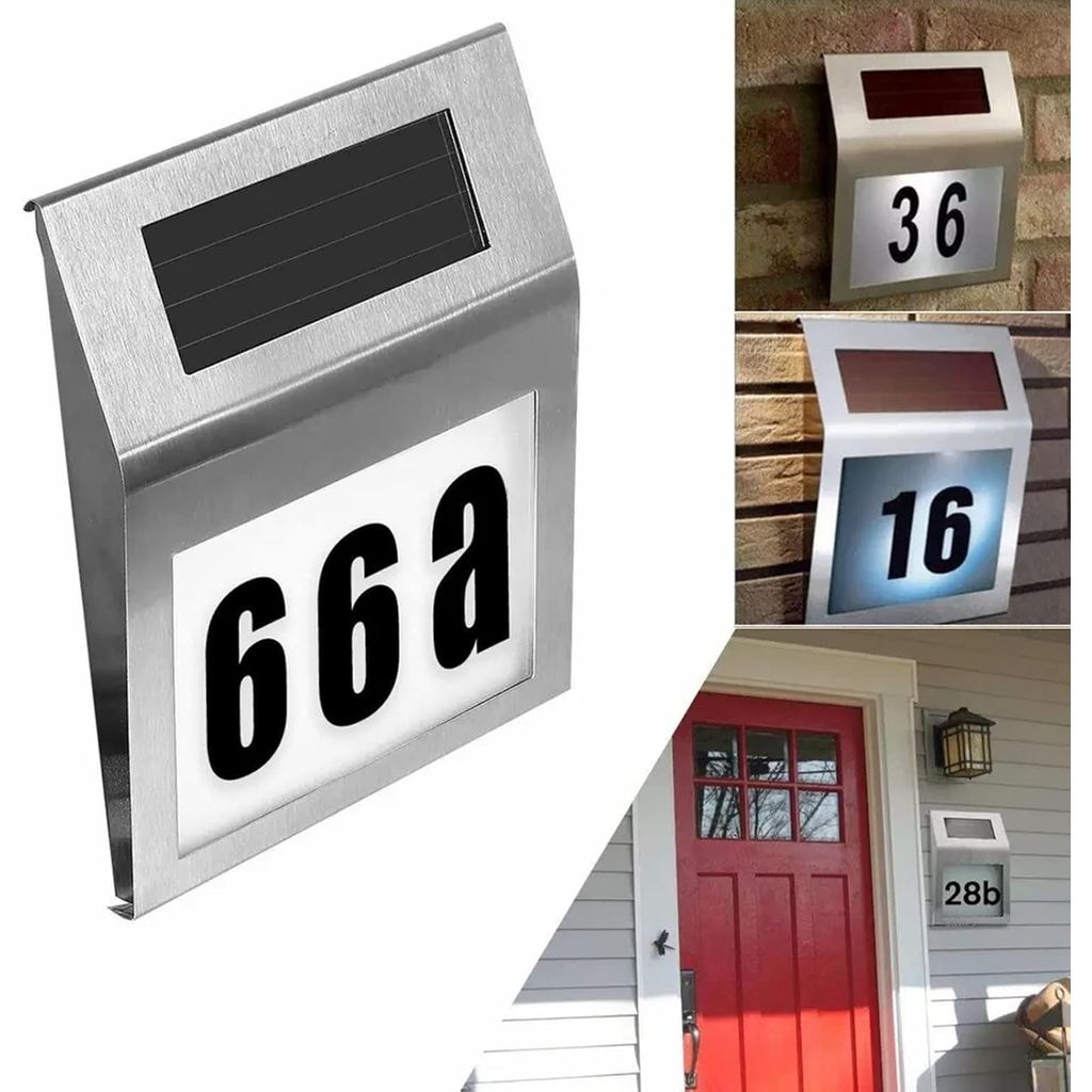 Solar Powered Address Numbers Signs, Lighted House Address Numbers Sign ...