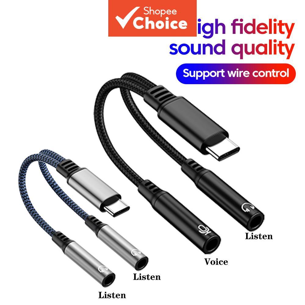 2-in-1 Type-C to Dual 3.5mm Jack Microphone Listening DAC USB C Audio ...