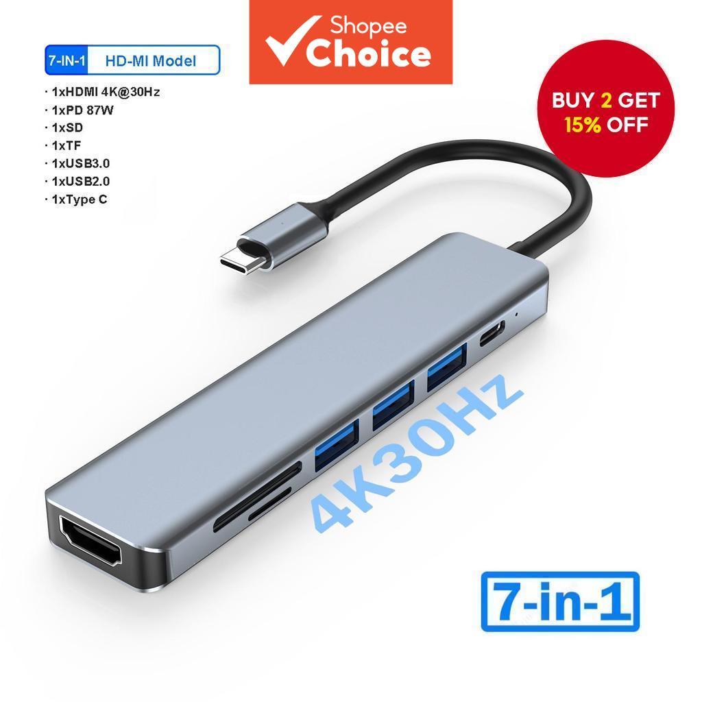 USB Port HUB 7 in 1 PD SD TF Type C to HDMI Adapter 4K Station Adapter ...