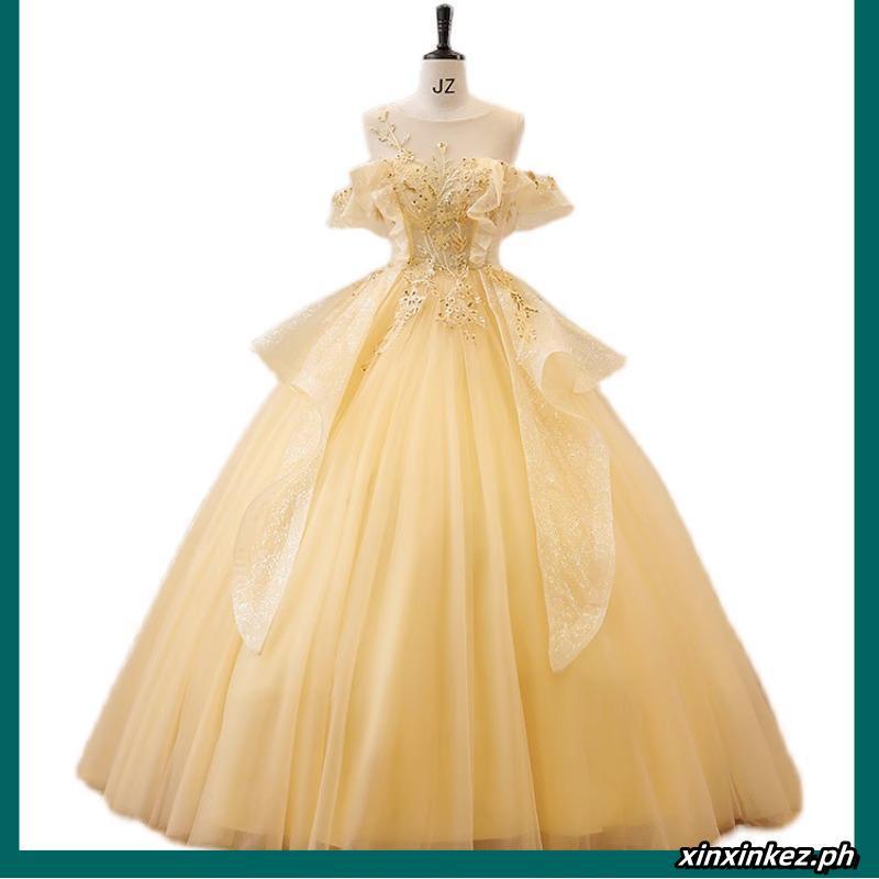 Colorful Yarn Yellow Ball Gown For JS Prom Dress Maxi Dress Long ...